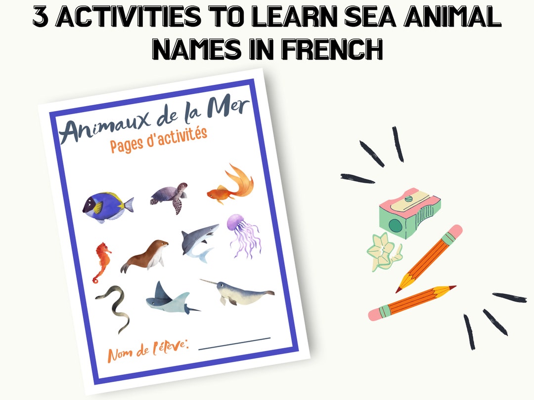 Sea Animals French Printable Activity for Kids Homeschool Printable ...