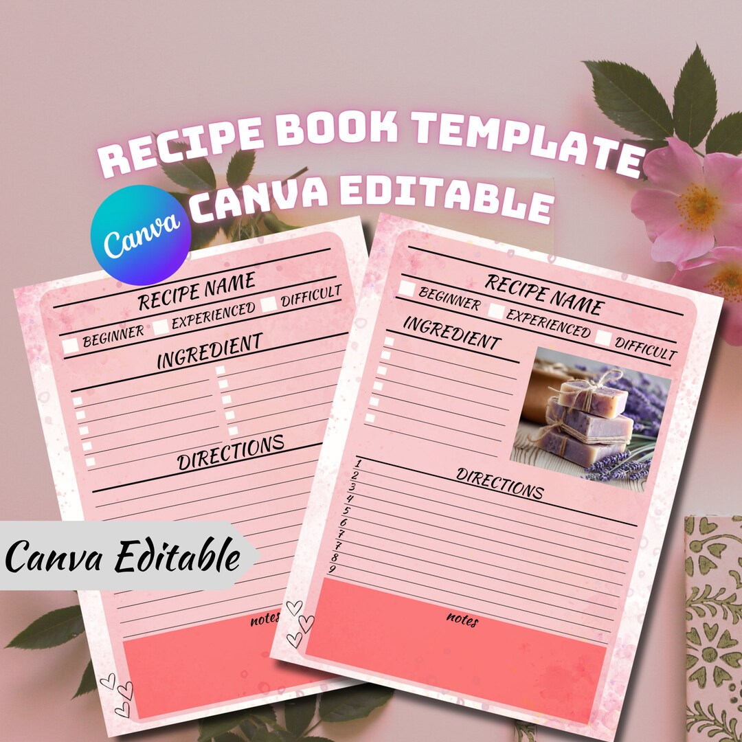 Editable Recipe Book Template Recipe Sheet Template Recipe Cards Minimal Recipe Binder 85x11