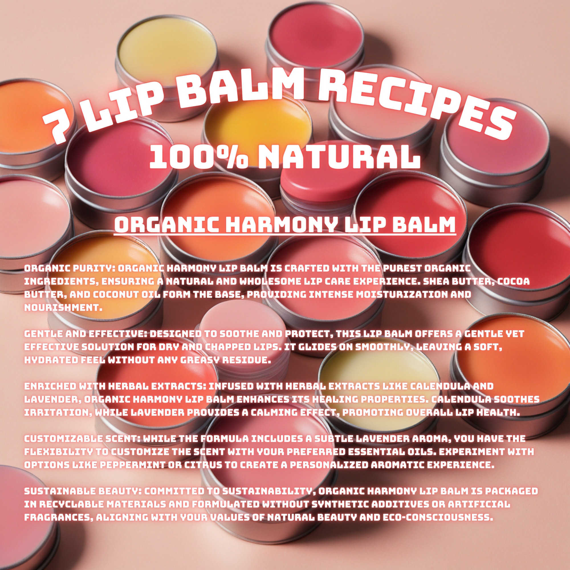 Natural Vegan Lip Balm Recipe, DIY Lip Gloss (PDF Pattern) - Etsy