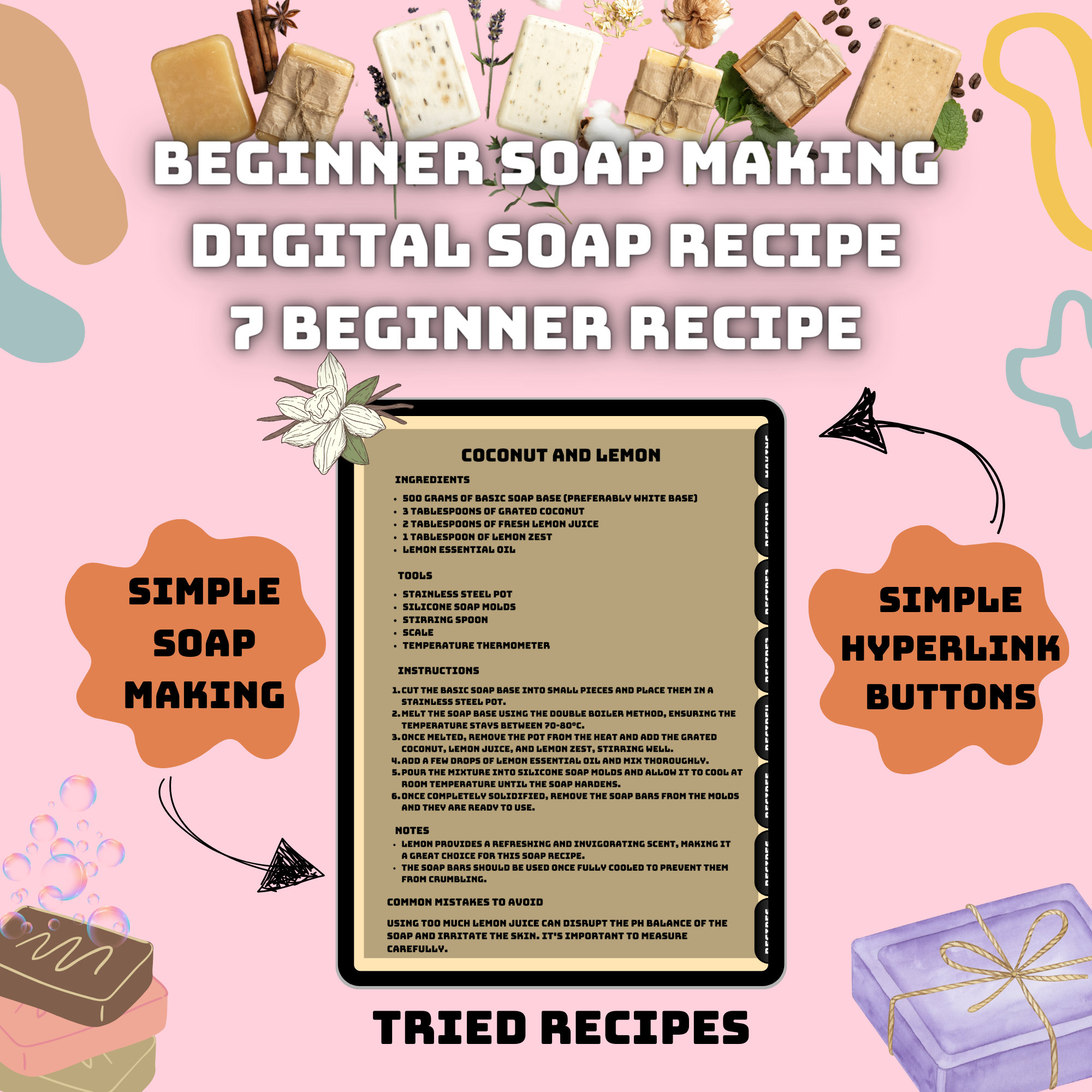 Digital Beginner Soap Recipe, Beginner Soap Making, Homemade Soap, Soap ...
