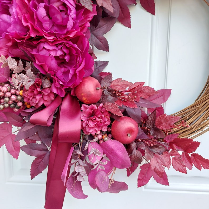 Red Fall Wreath for Front Door, Thanksgiving Wreath for Front Door ...