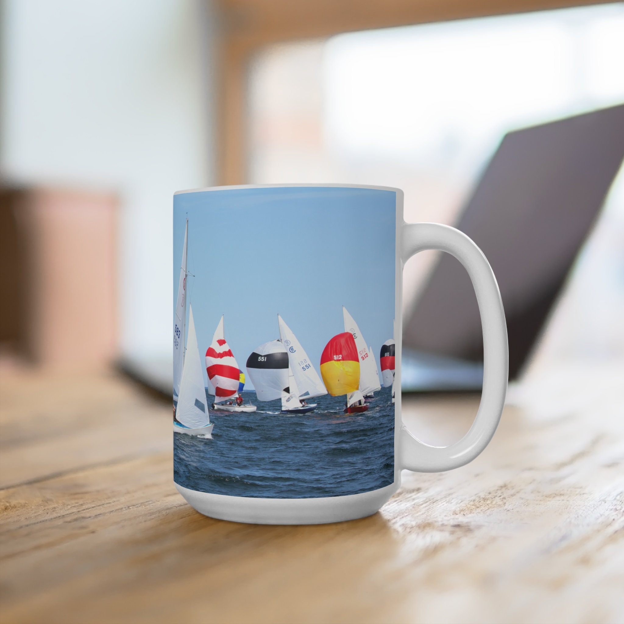 Sailboat Race Spinnaker Run Sailing Coffee Mug 15oz Great Gift for ...
