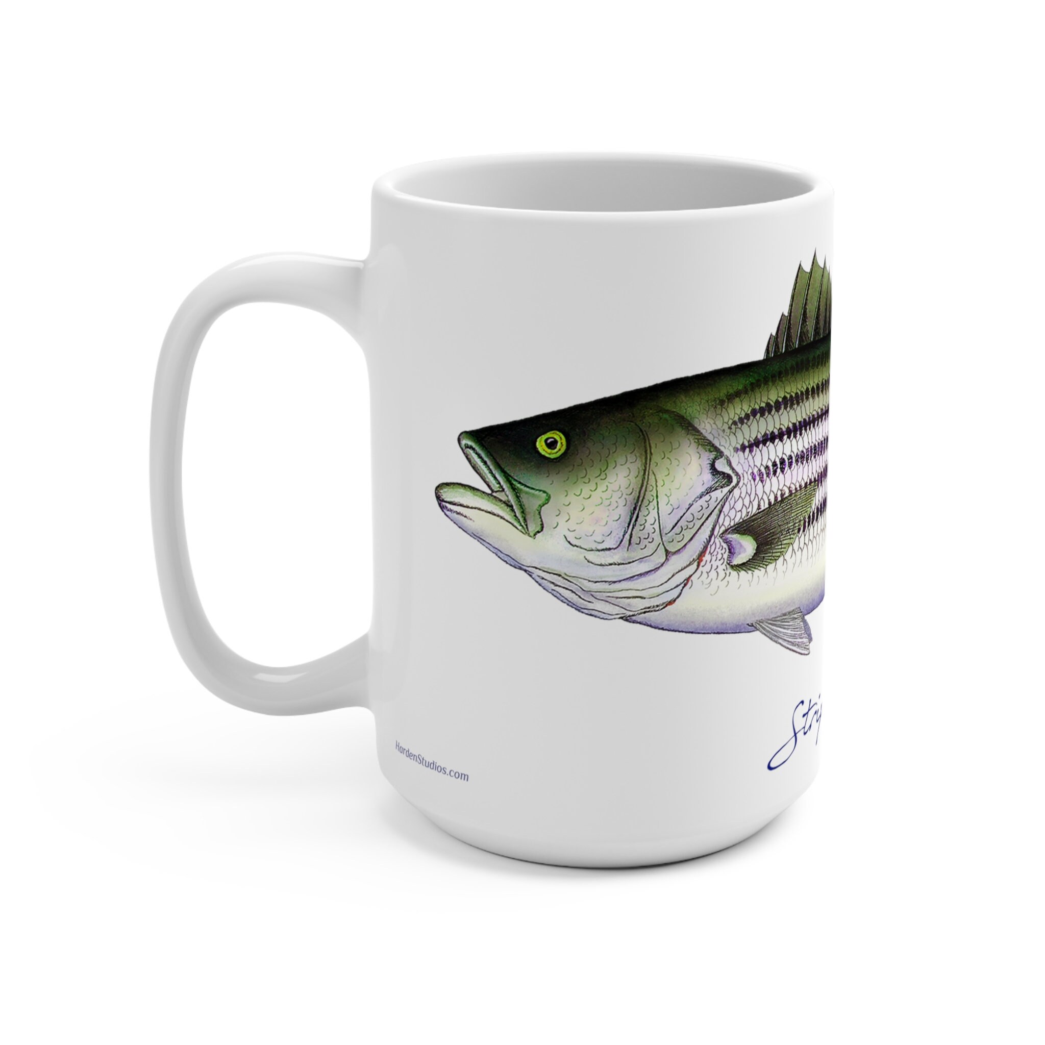 Striped Bass Fish Art Coffee Mug 15oz Great Gift for Fishermen and ...