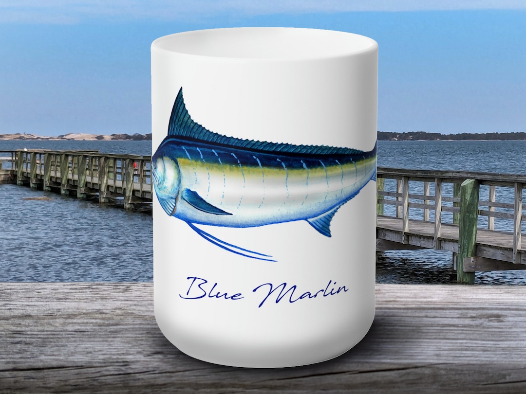 Blue Marlin Fish Art Coffee Mug 15oz Great Gift for Fishermen and ...