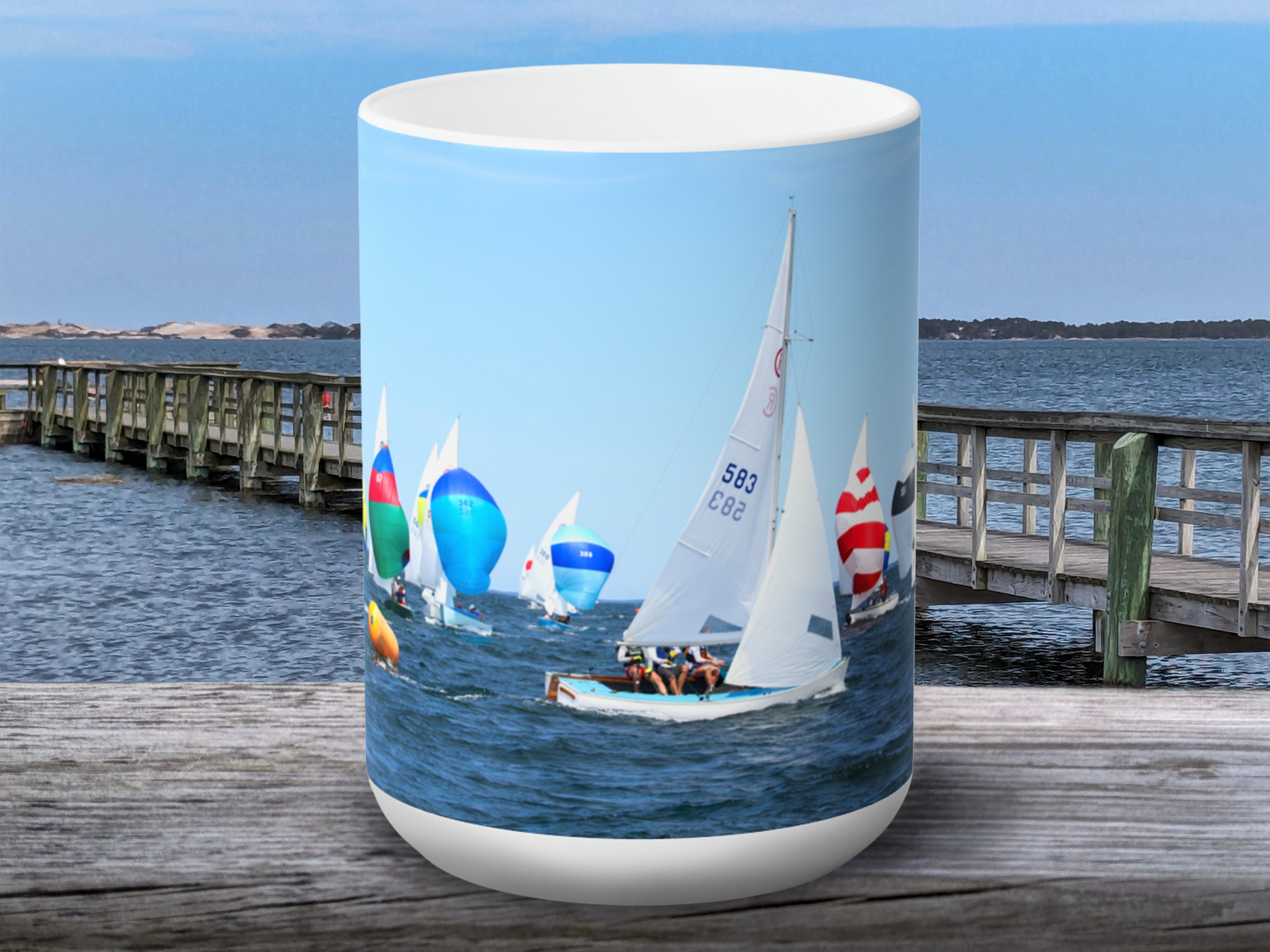 Sailboat Race Spinnaker Run Sailing Coffee Mug 15oz Great Gift for ...
