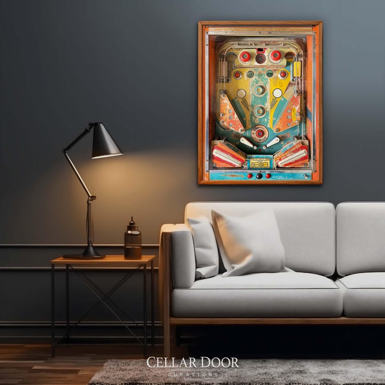 Pinball Game Art Print | Vintage-look | Retro Room Decor - Etsy