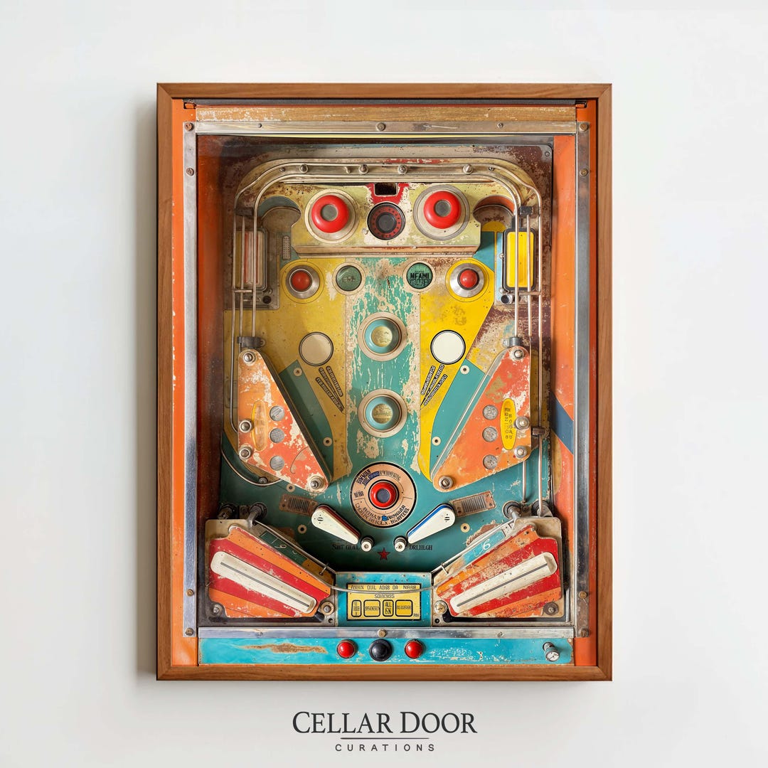 Vintage-look Toy Pinball Game Scene • Printable Art Download • Retro ...