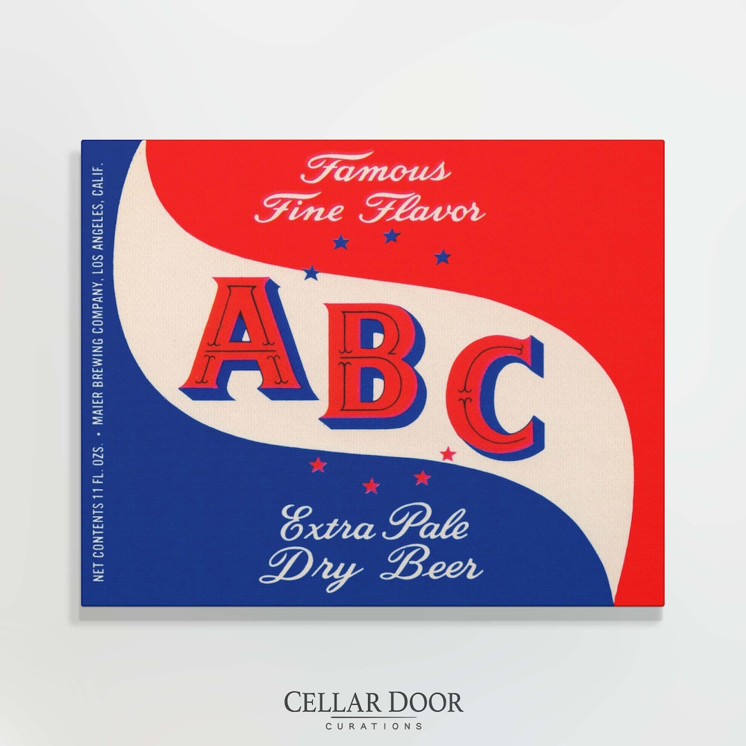 ABC Beer Label Canvas Art Print | Ready-to-hang | Retro Room Decor - Etsy