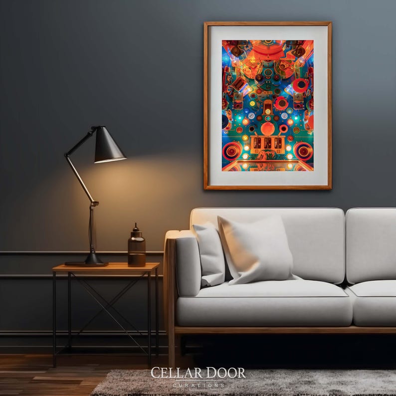 Vintage-look Toy Pinball Game Scene • Printable Art Download • Retro ...