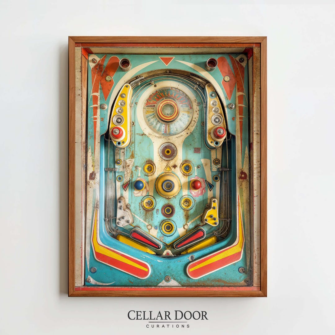 Pinball Game Art Print | Vintage-look | Retro Room Decor - Etsy