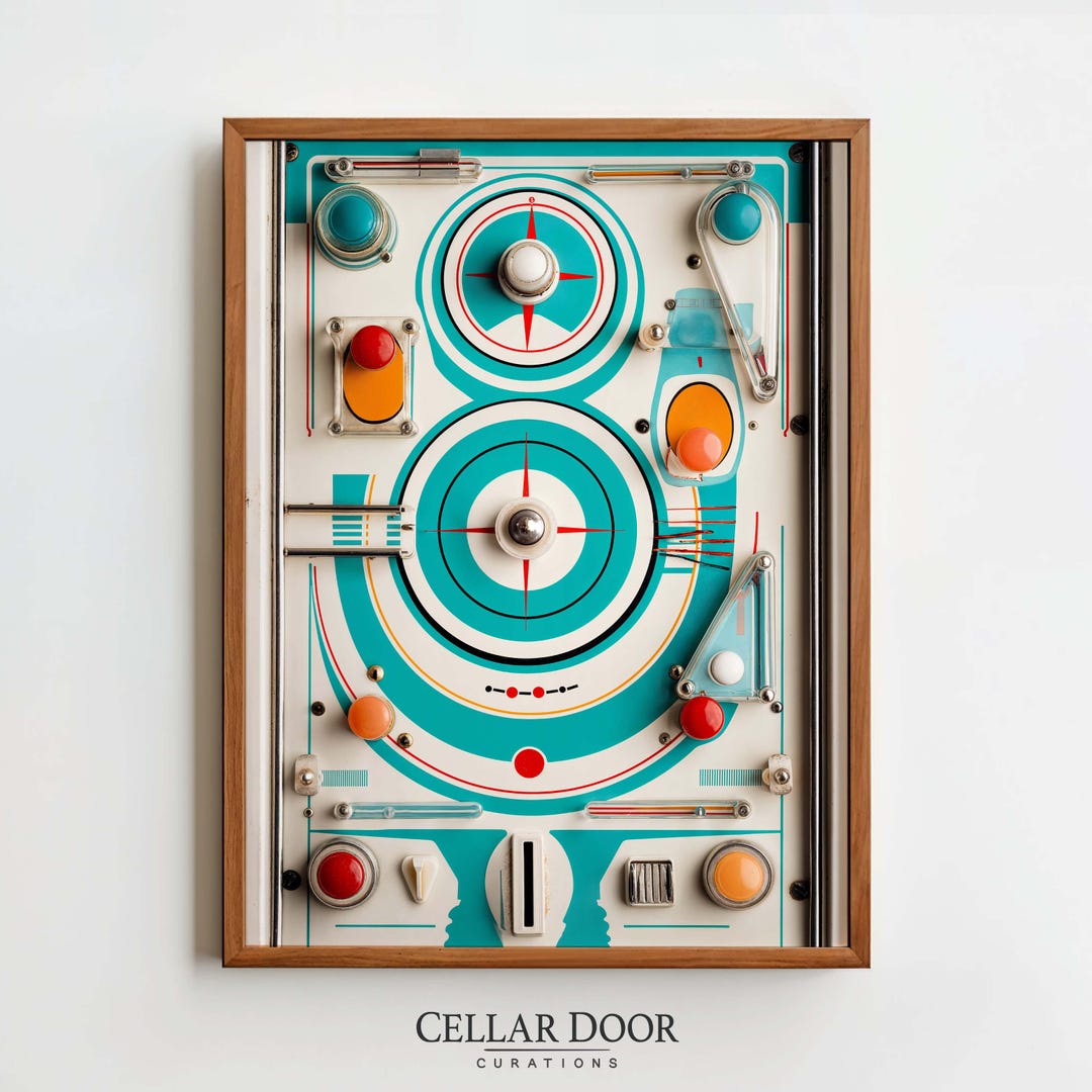 Pinball Game Art Print | Vintage-look | Retro Room Decor - Etsy