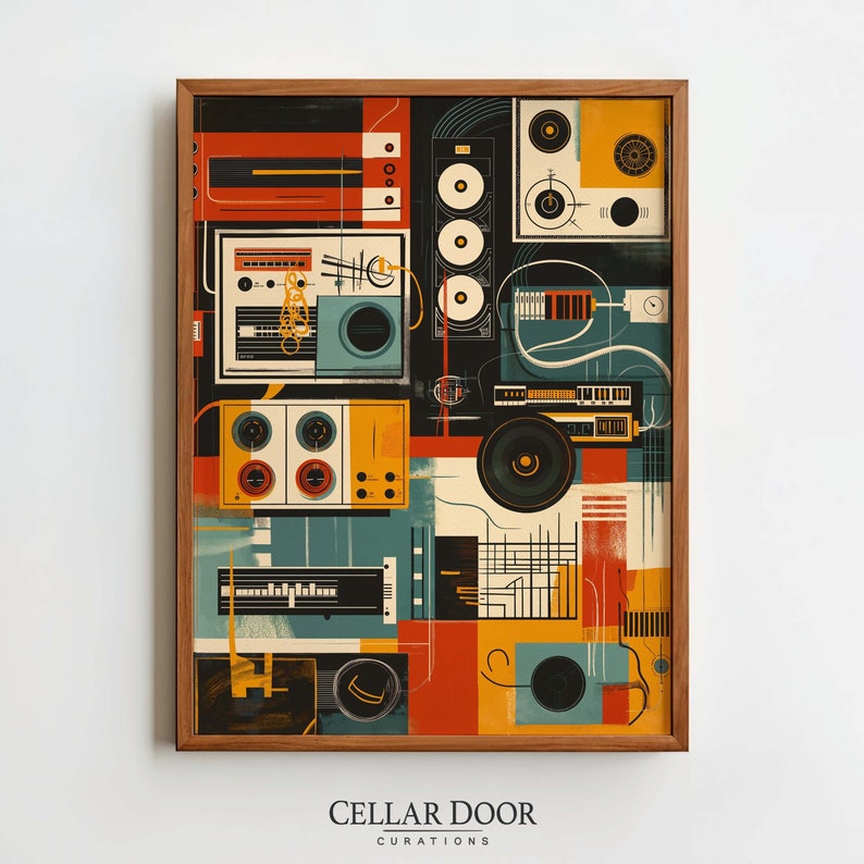 Vintage-look Audio Collage Printable Art Download Retro Music Themed ...