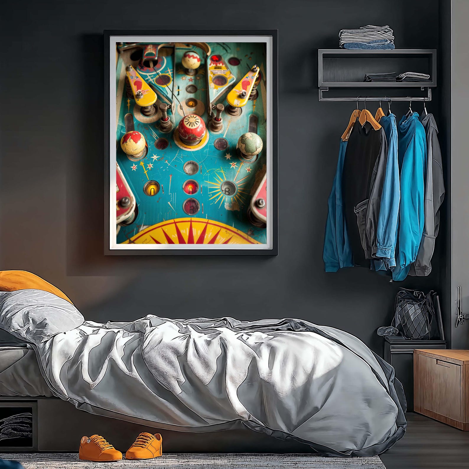 Vintage-look Toy Pinball Game Scene • Printable Art Download • Retro ...