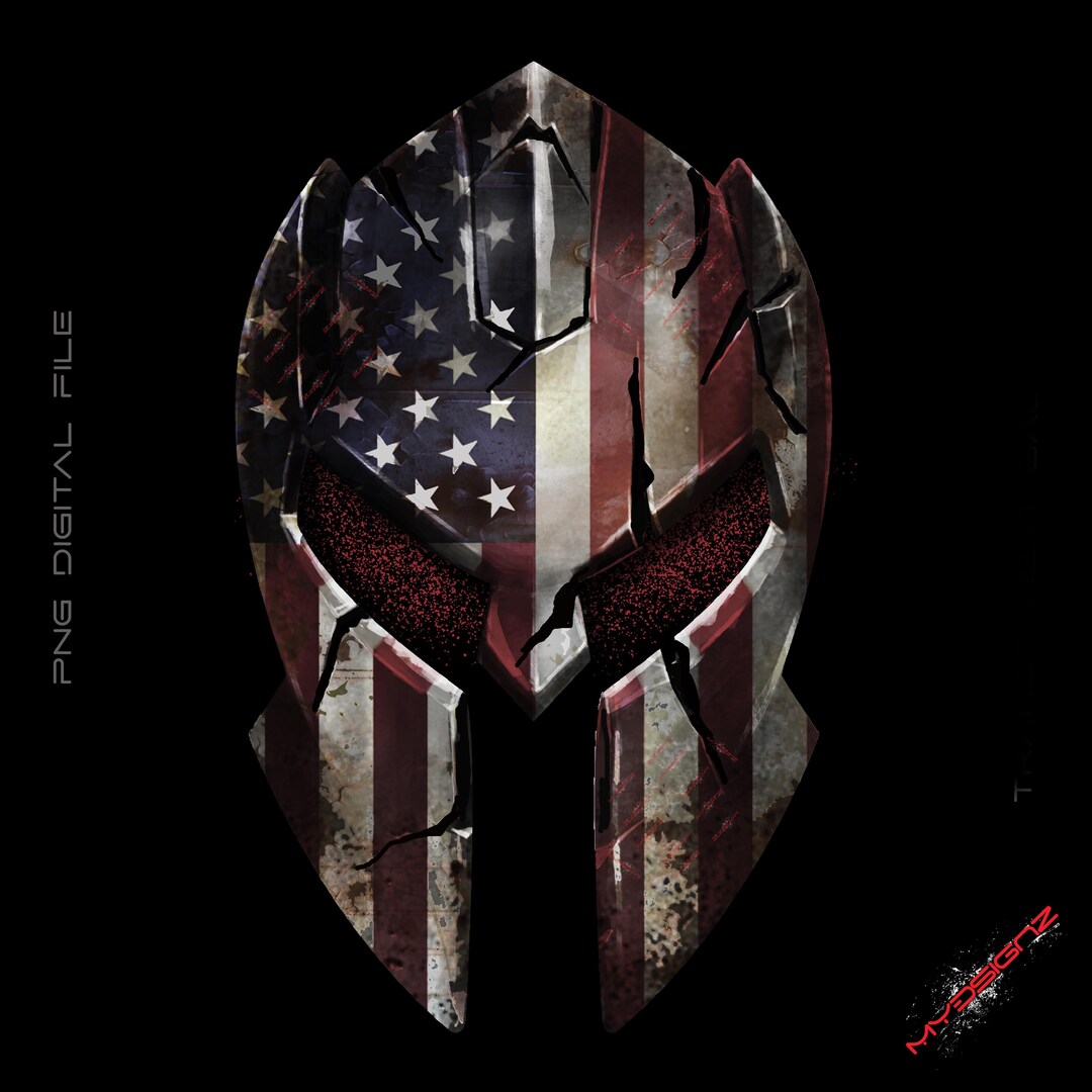 Distressed American Flag Spartan Helmet PNG, DTF Design (digital ...