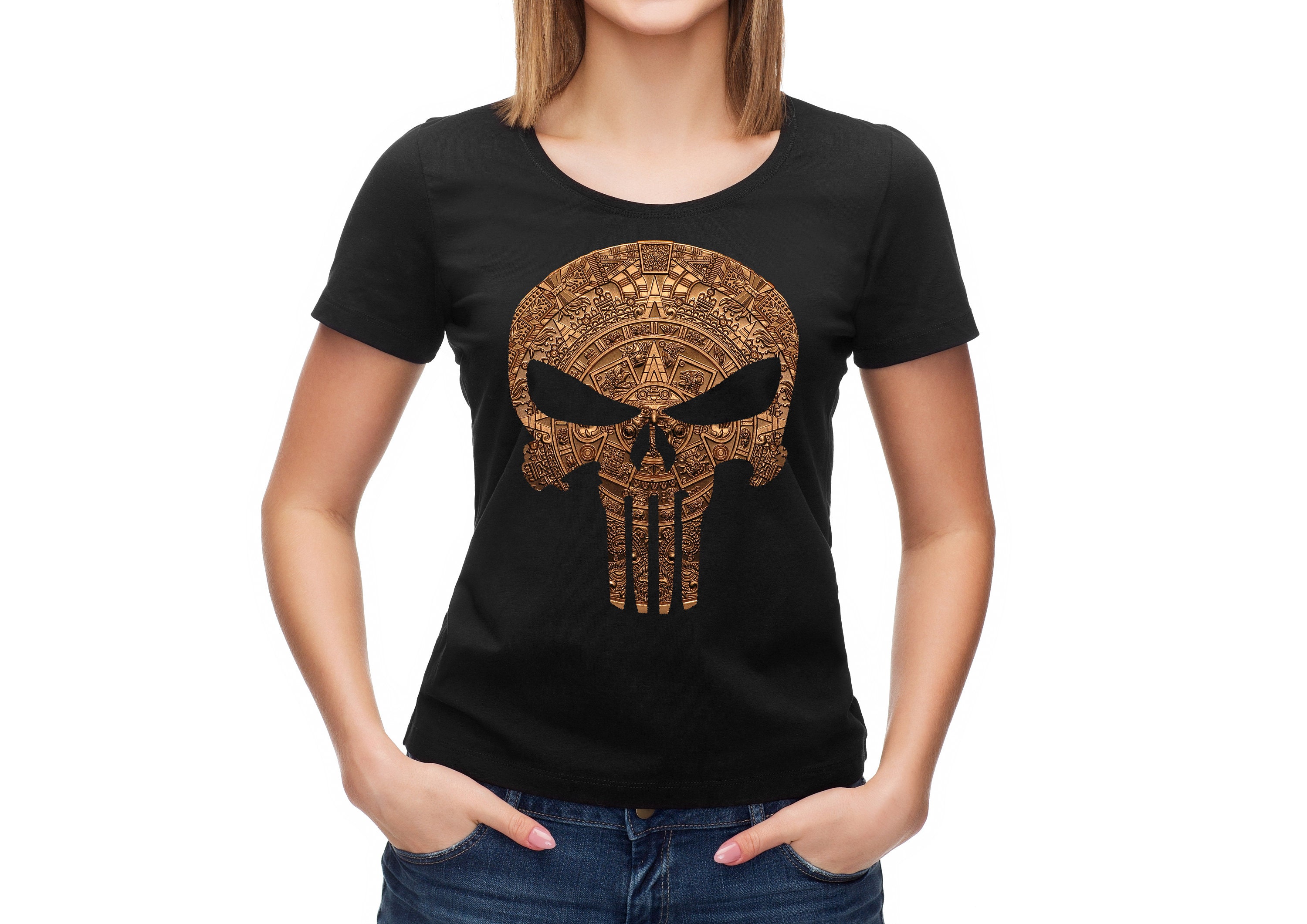 Gold Punisher Skull, Aztec Punisher, PNG Punisher, DTF Design, PNG ...