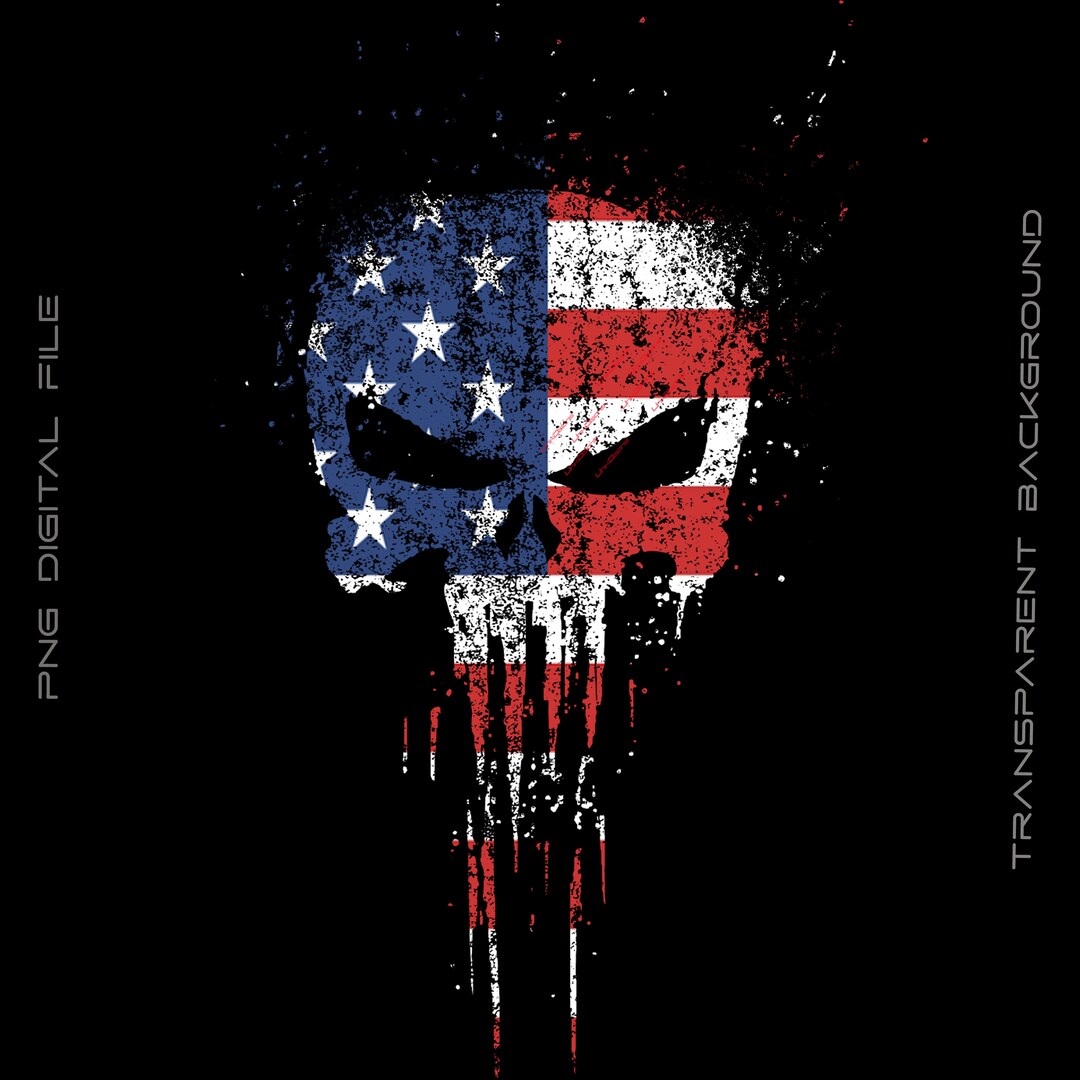 Punisher Skull, USA Flag, Distressed, PNG Punisher, Image Design, Ready ...
