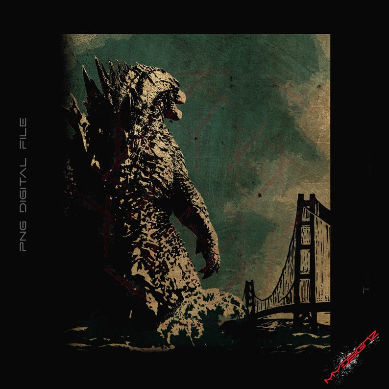 Godzilla Png, Shin, Minus One, Halftone Image, Image Design, Ready to ...