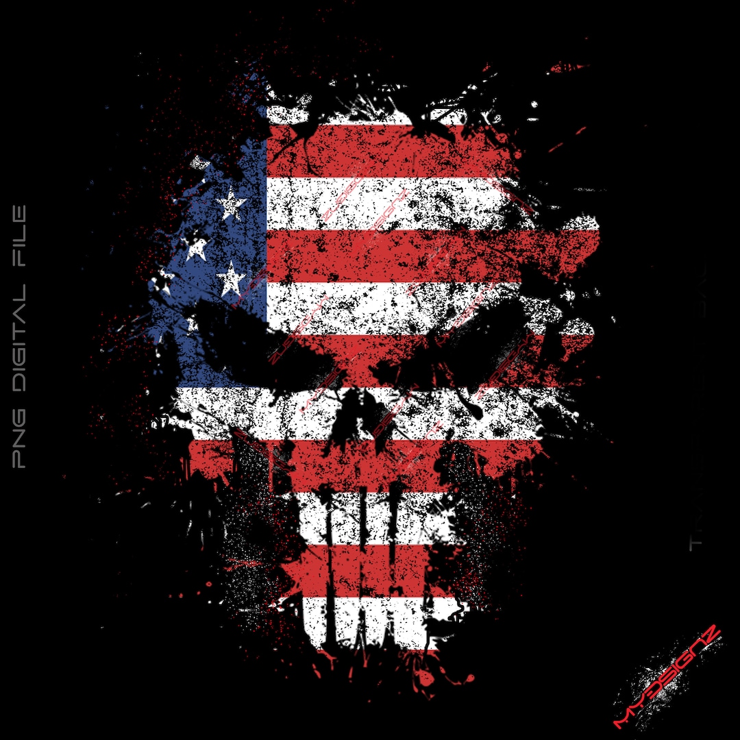 1776 American Flag, Punisher Png, Distressed, USA Flag, Punisher Skull ...