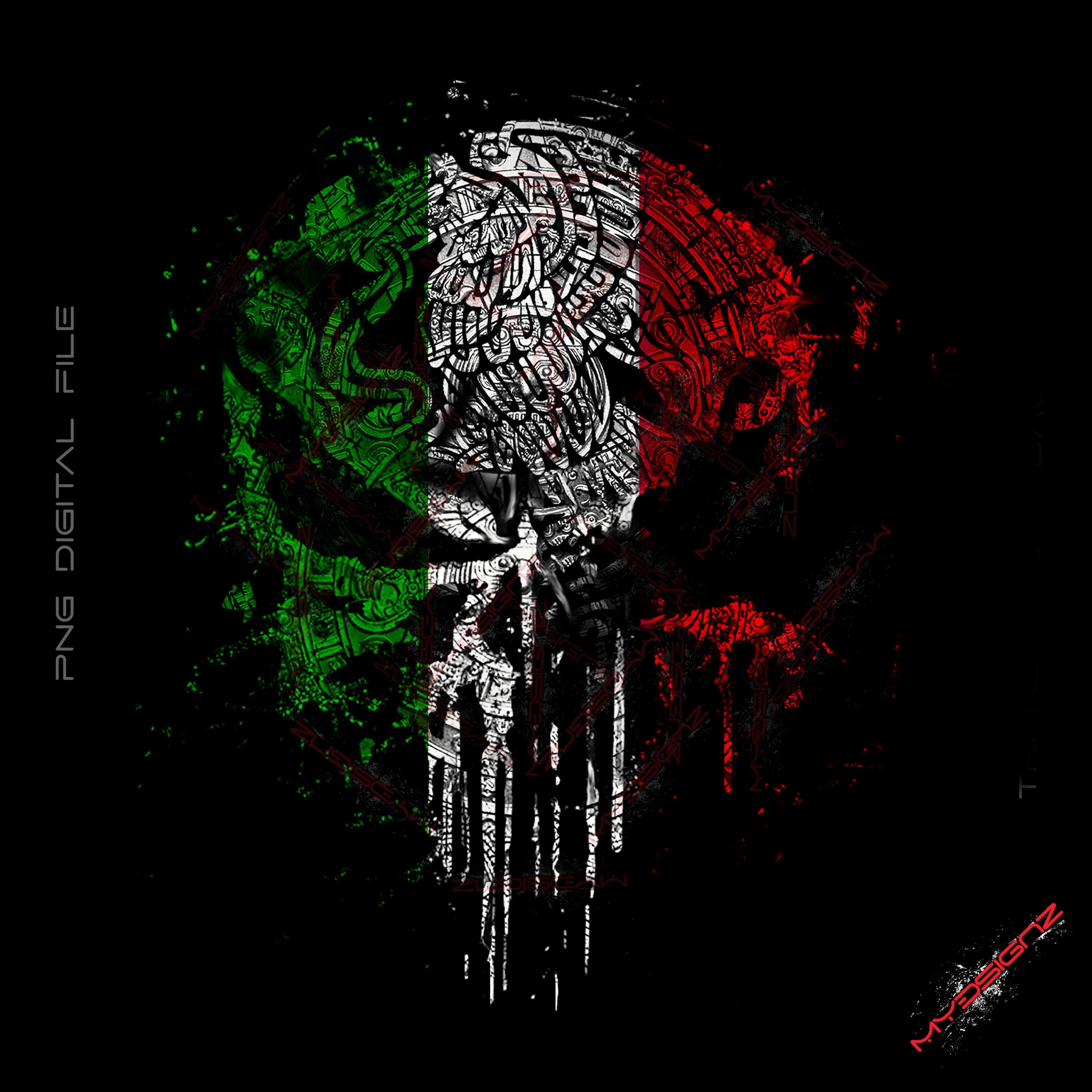 Skull, Mexican Flag, Aztec Calendar, PNG Punisher, Image Design, Ready ...