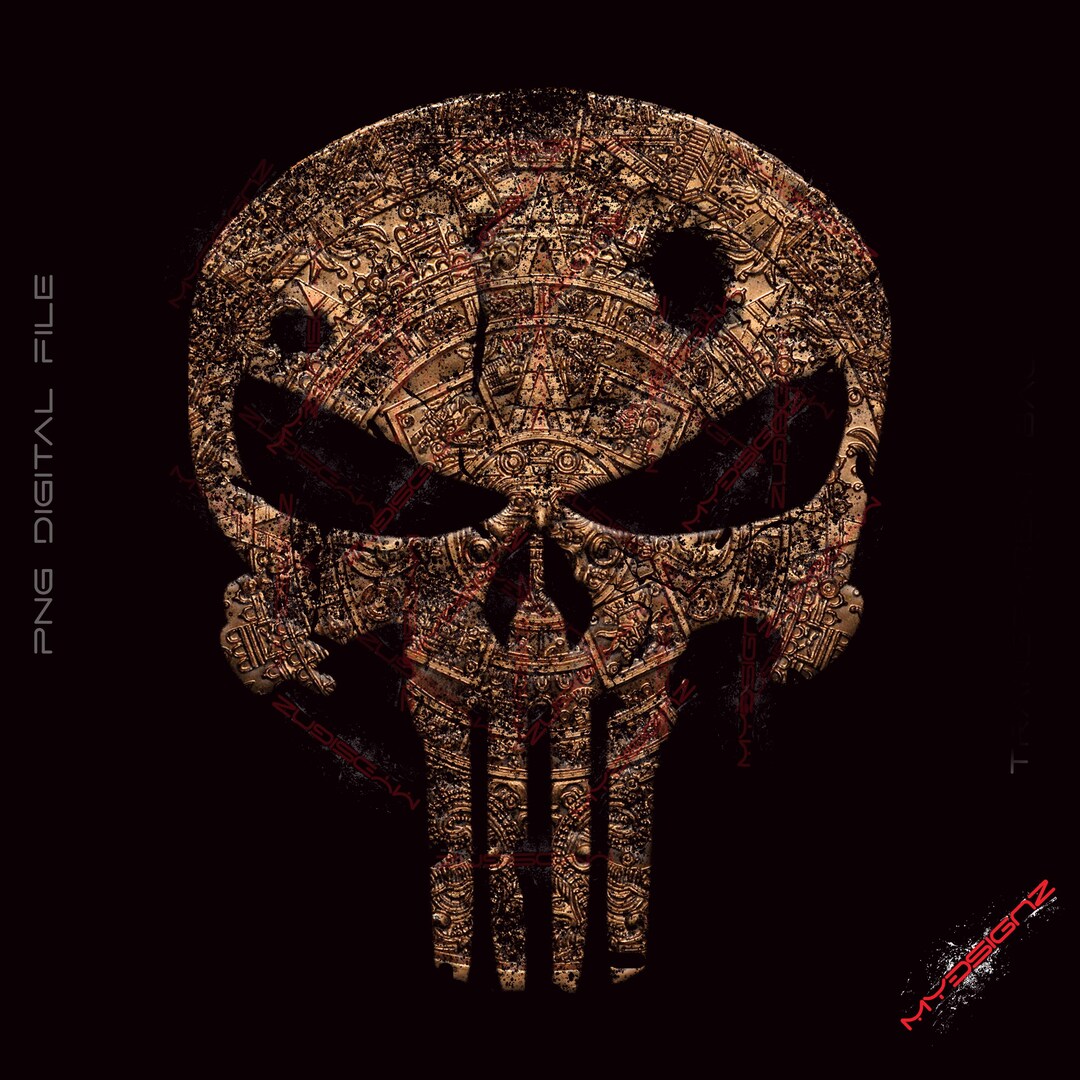 Gold Skull, Aztec Punisher, PNG Punisher, Image Design, PNG Aztec ...