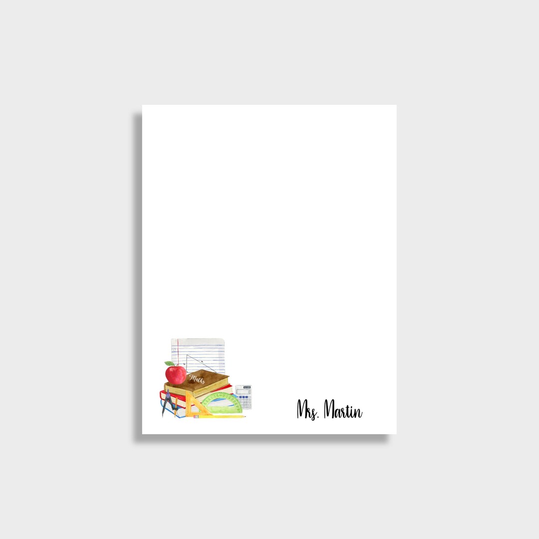 Math Note From Teacher Personalized Notepad | Two Sizes: 5.5 X 8.5 or 4 ...