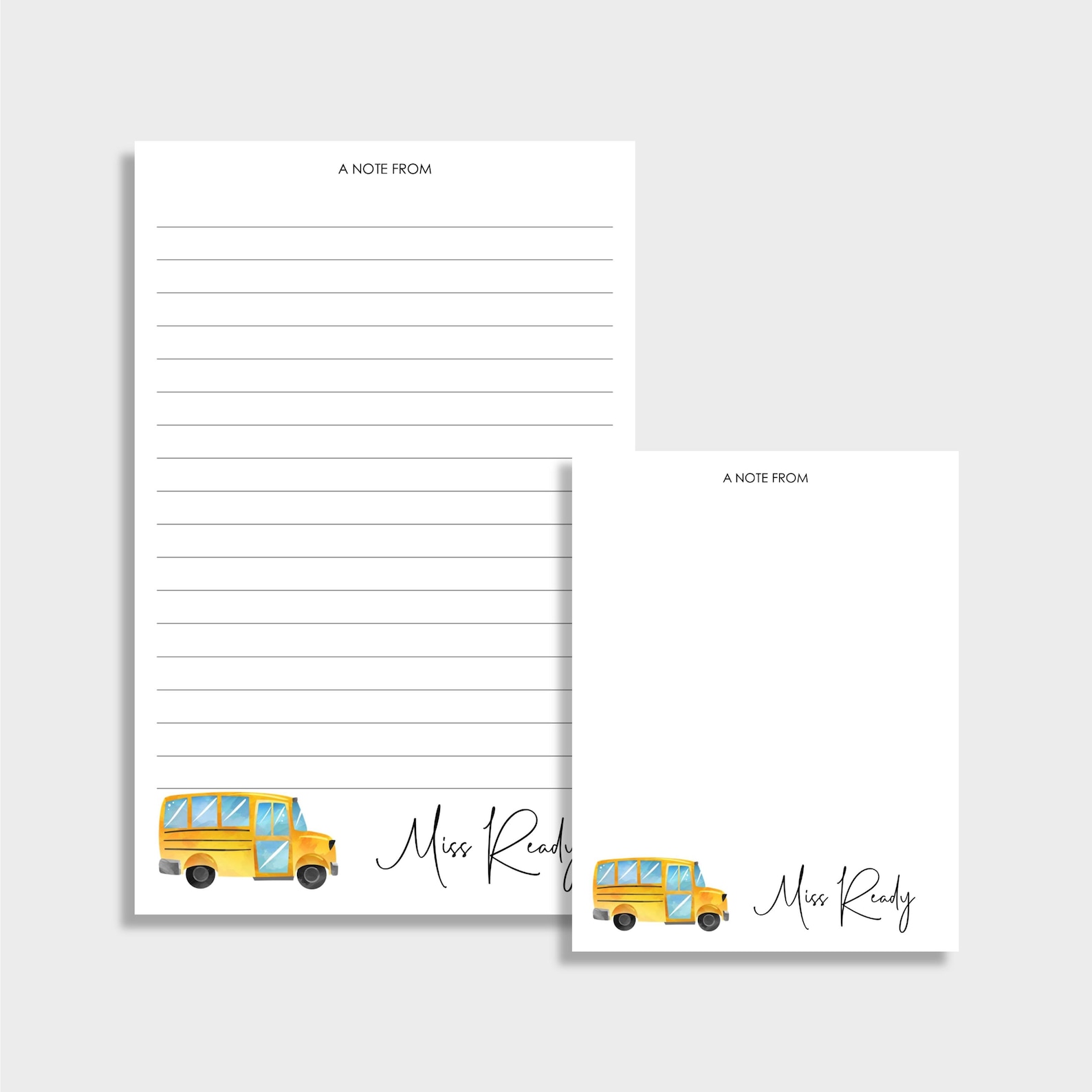 School Bus Personalized Note From Teacher Notepads | Set of 2 | Two ...