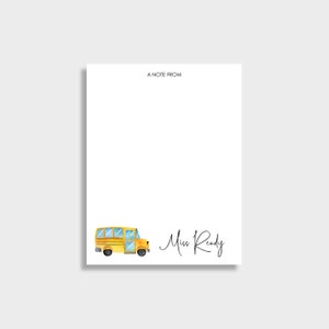 School Bus Personalized Note From Teacher Notepad | Two Sizes: 5.5 X 8. ...