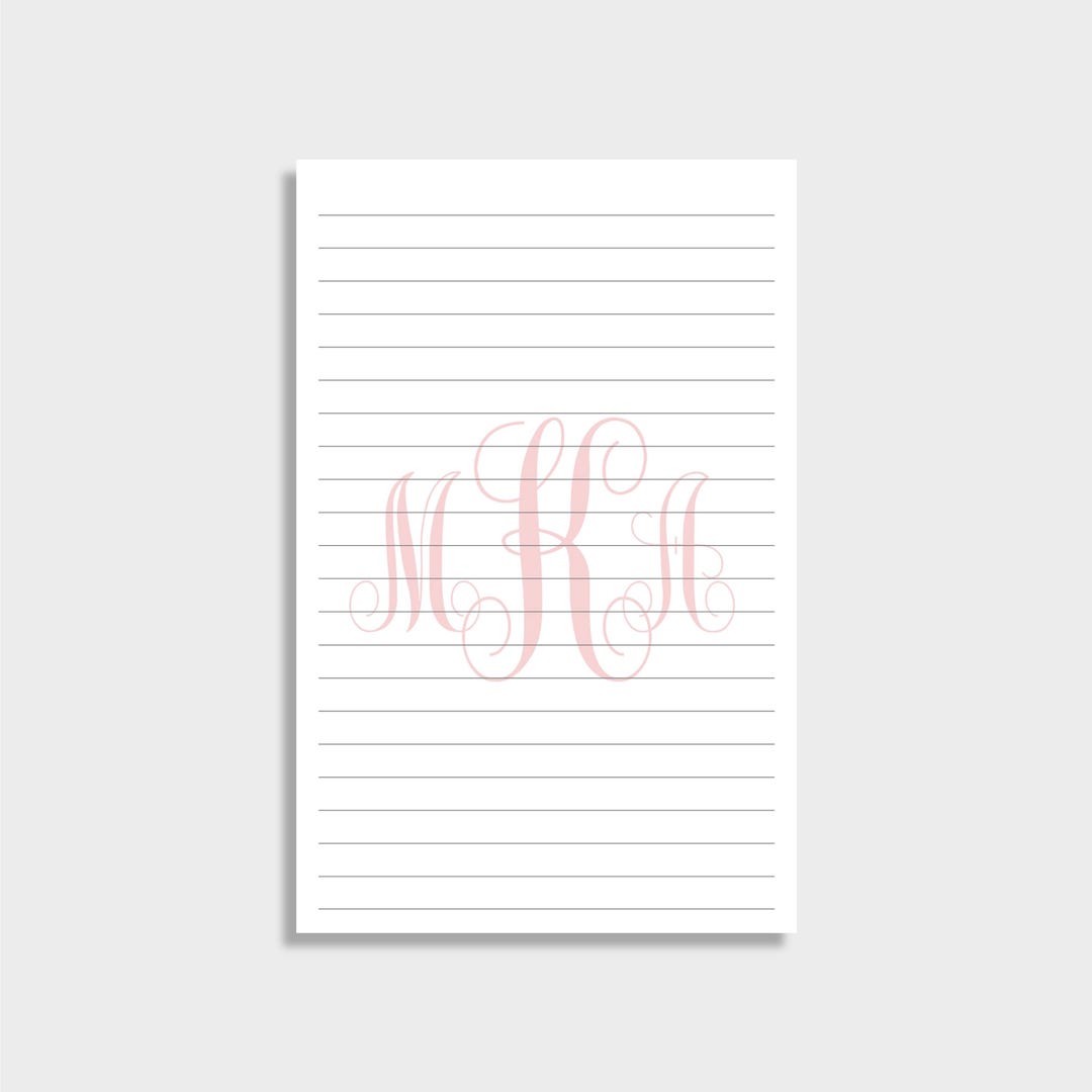 Classic Monogram Personalized Notepad | Lined or Blank | 5.5 X 8.5 Size ...
