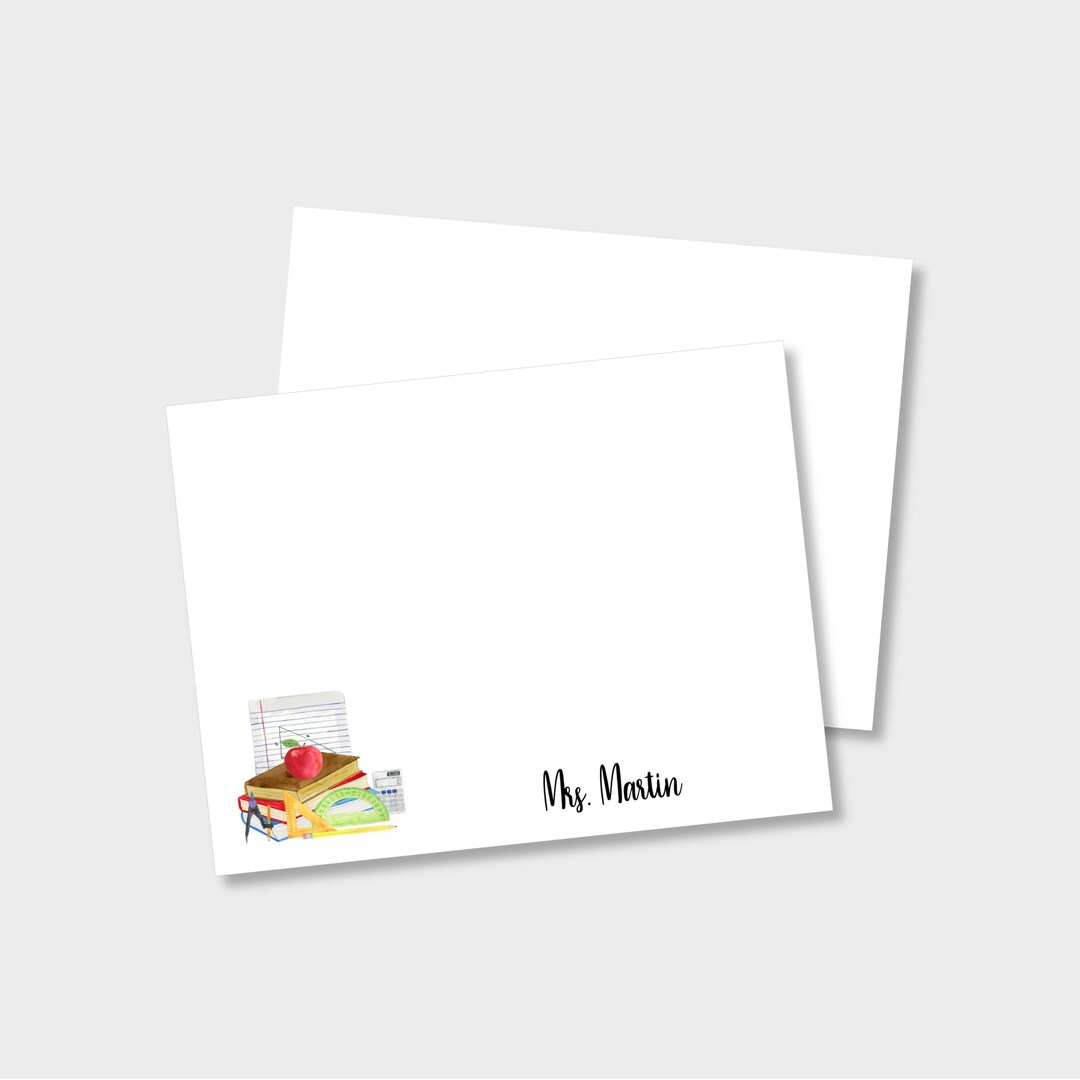 Math Personalized Teacher Note Card Stationery | Two Options: A2 Flat ...