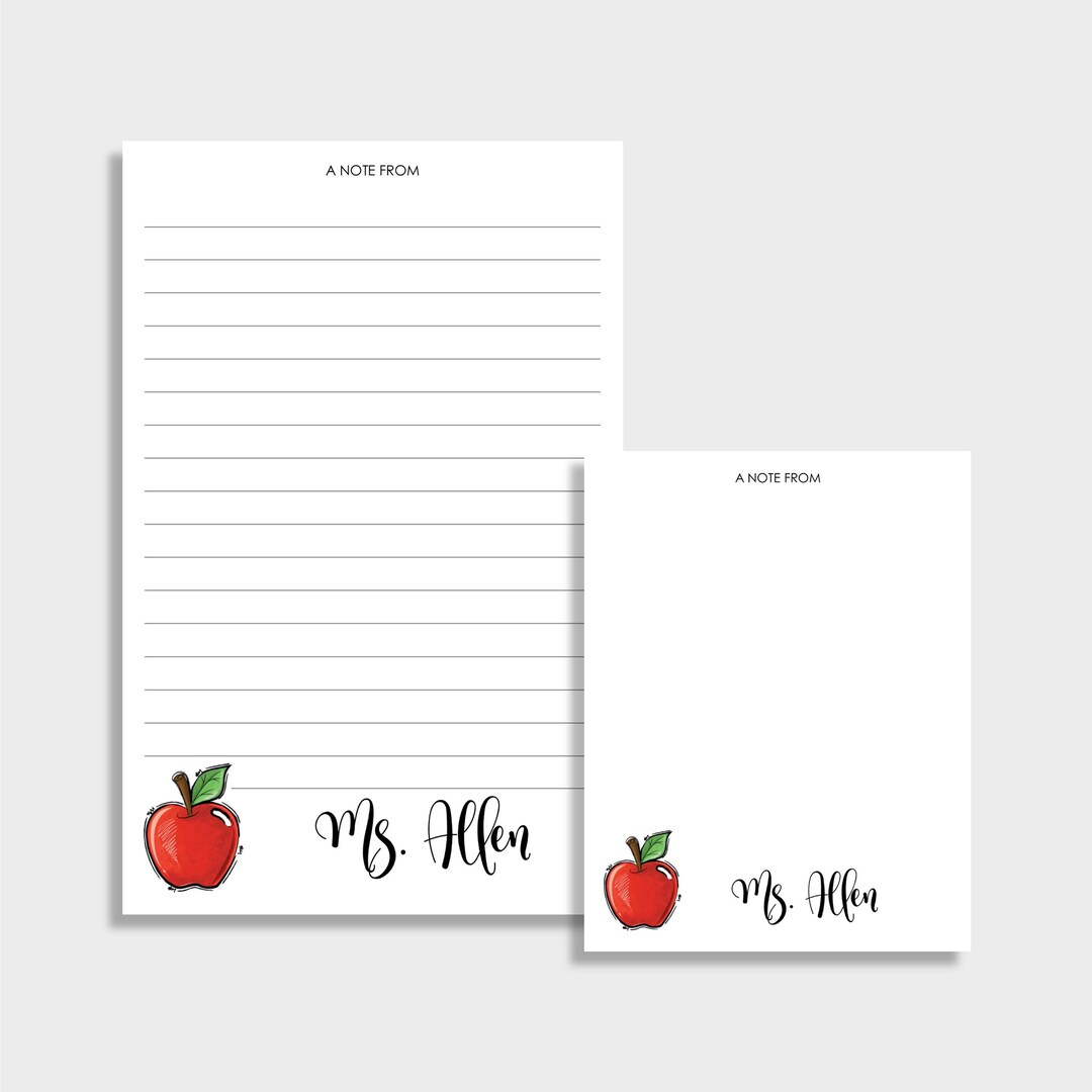 Red Apple Personalized Note From Teacher Notepads | Set of 2 | Two ...