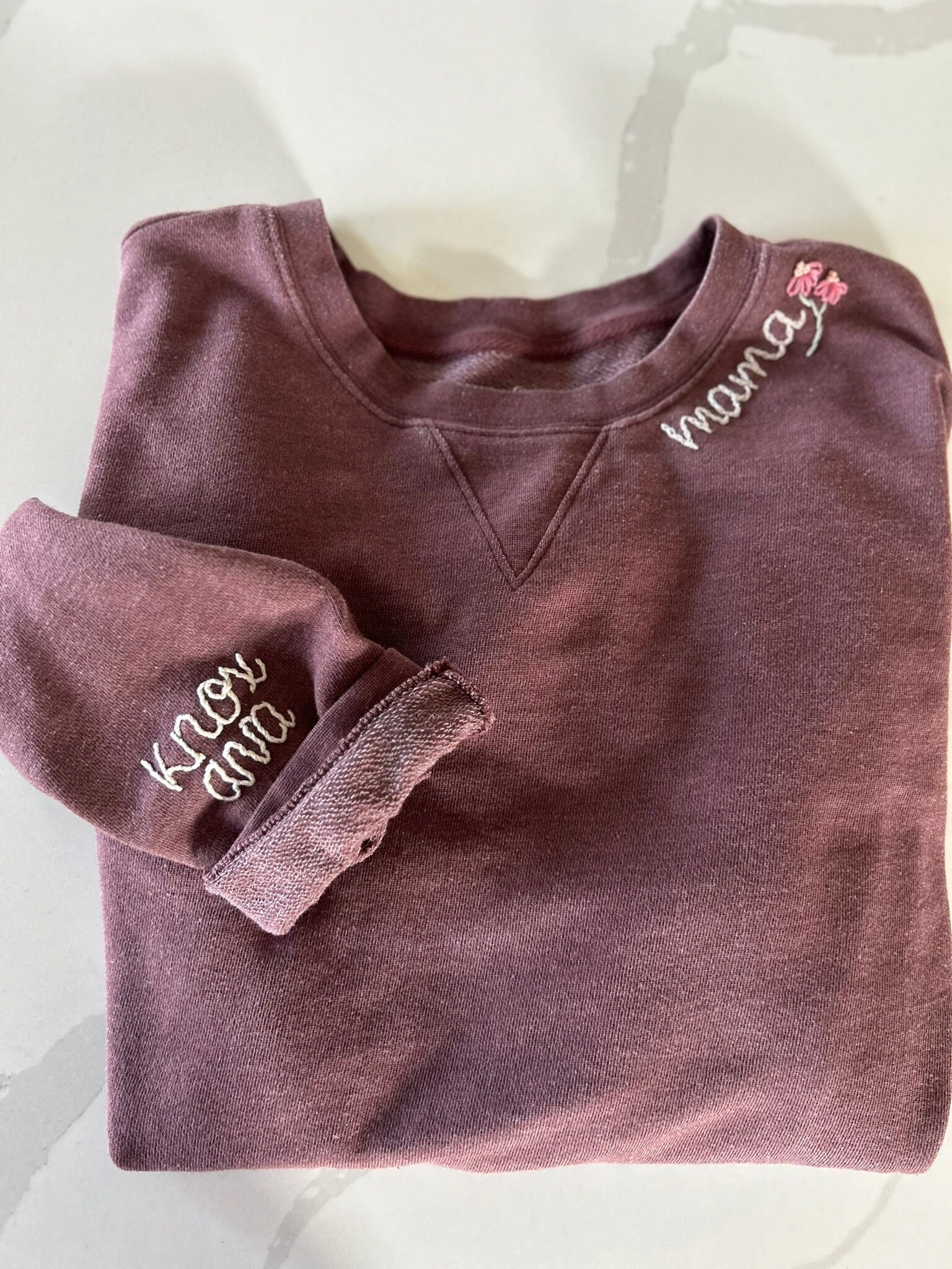 Mama Hand Embroidered Crew- Collar Embroidery- Mother's Day Gift - Etsy