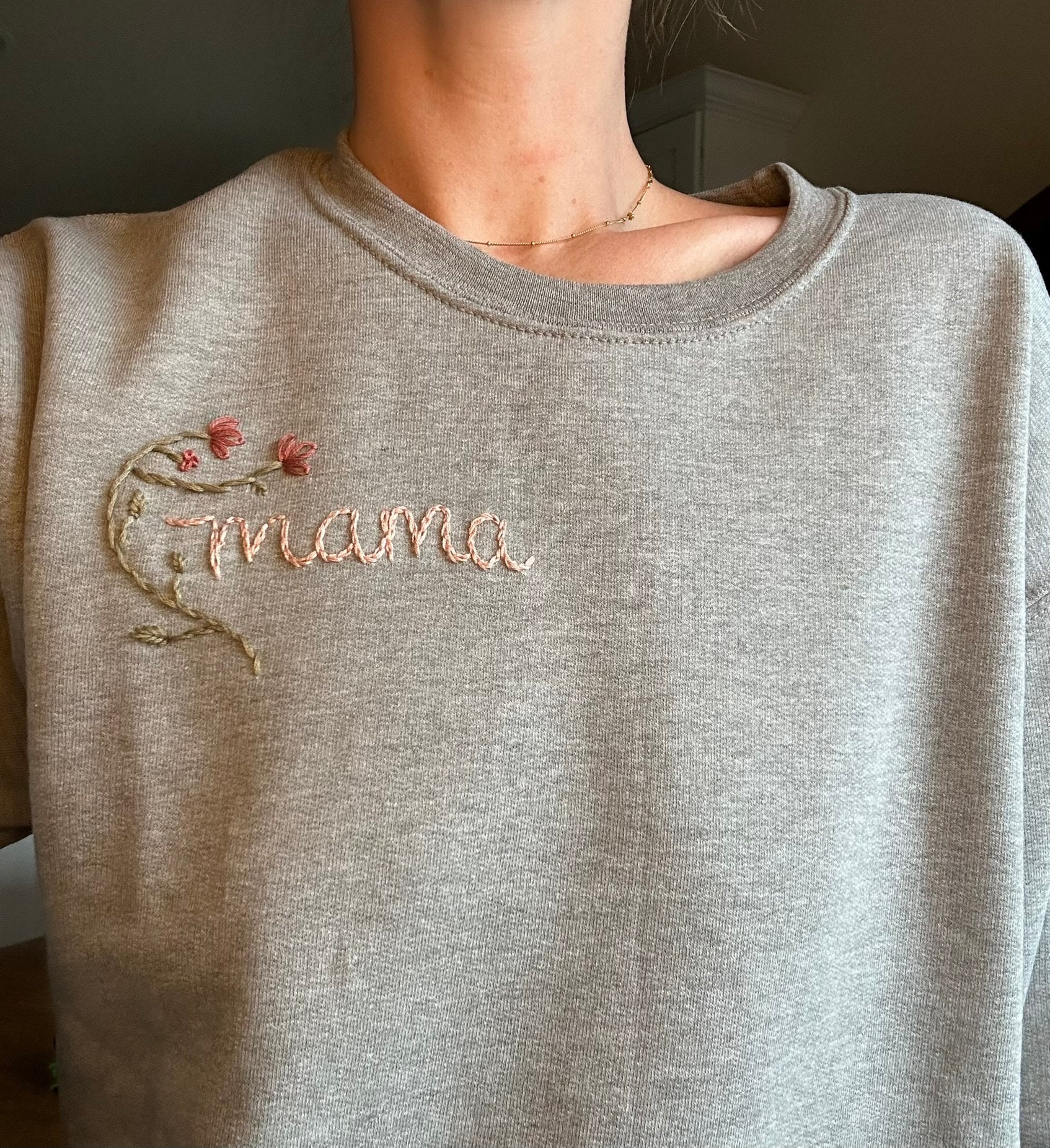 Mama Hand Embroidered Crew Mother's Day Gift - Etsy