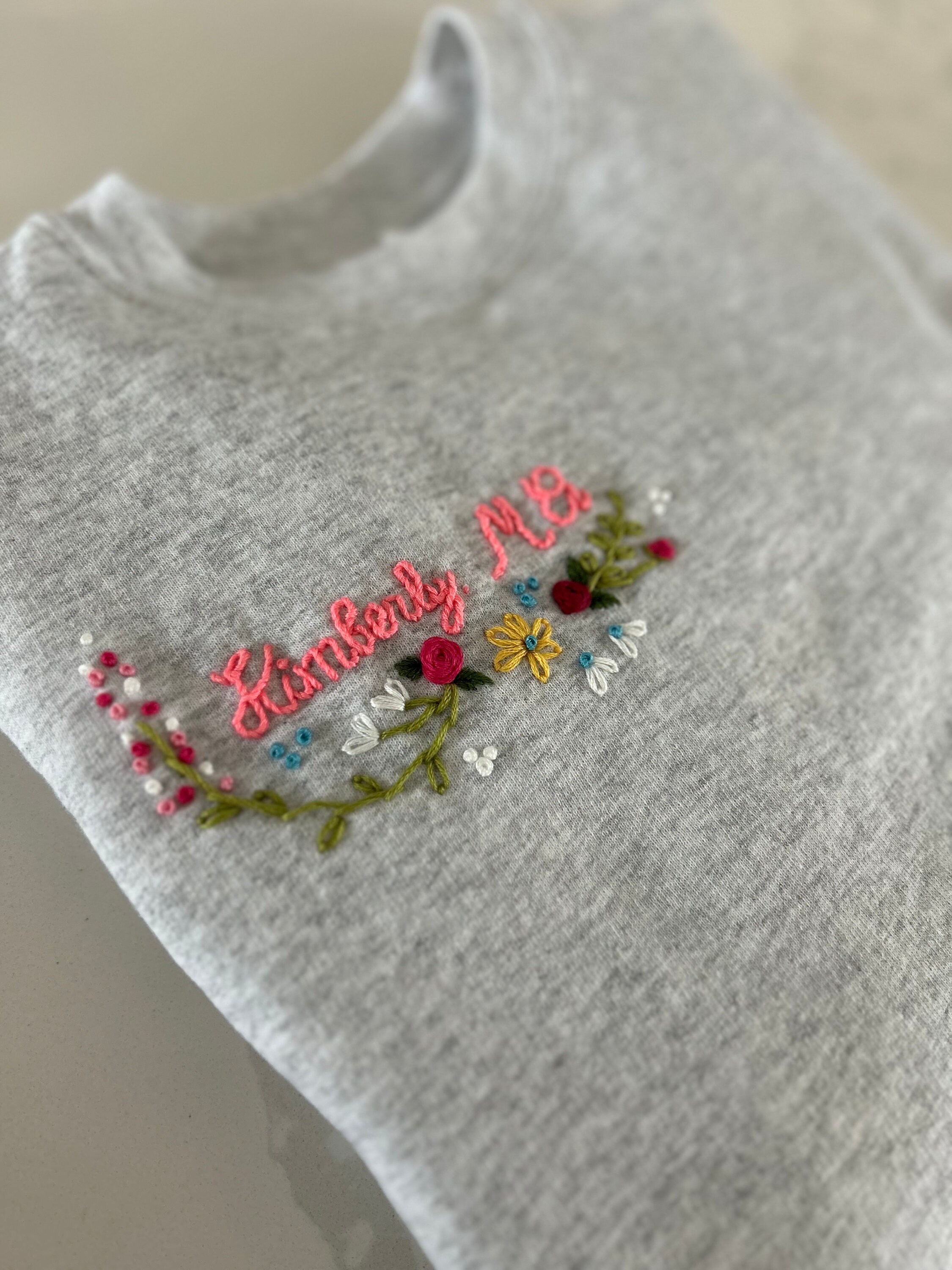 Custom Name Hand Embroidered Crew Neck for Nurse/teacher - Etsy