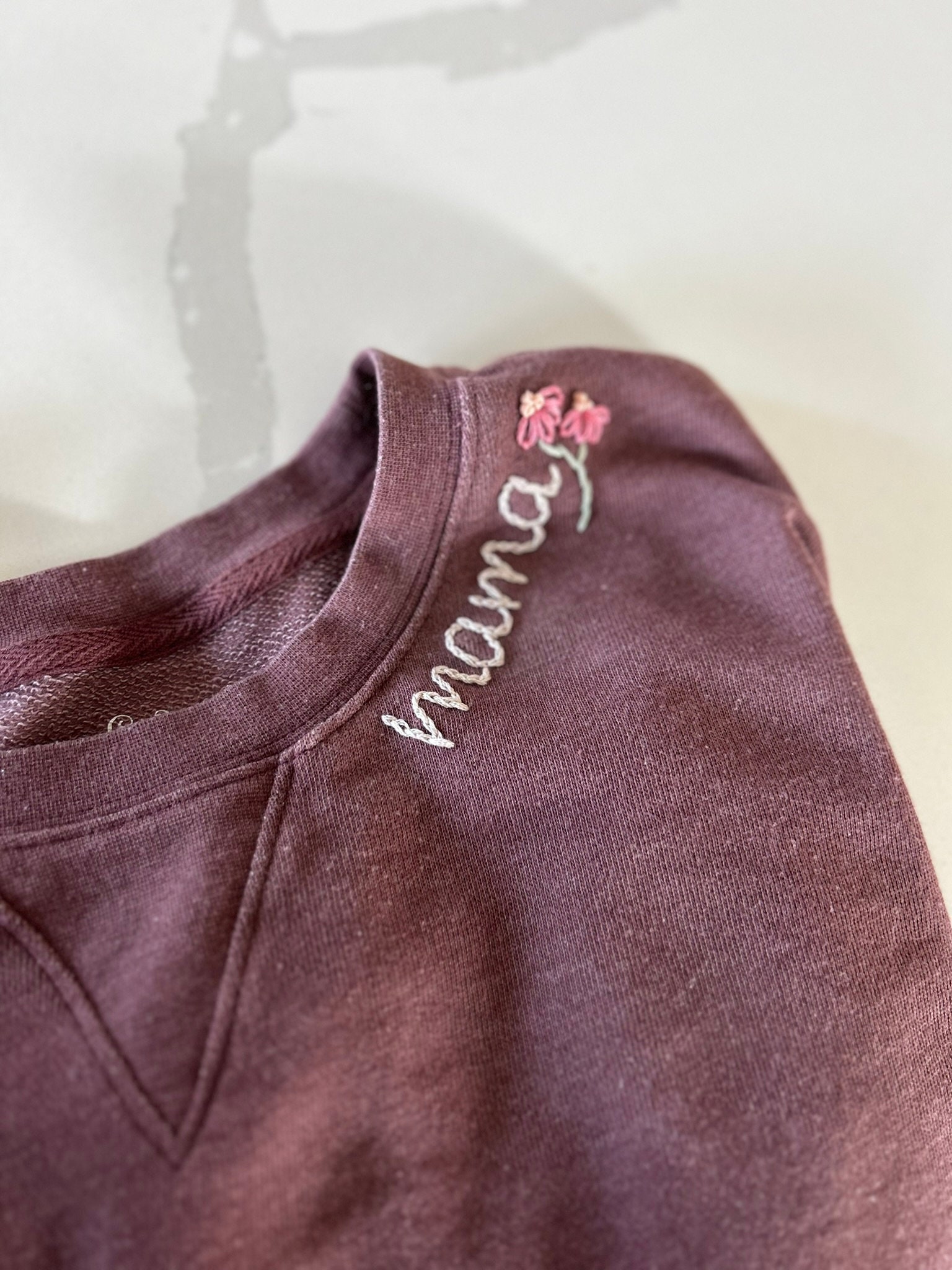 Mama Hand Embroidered Crew- Collar Embroidery- Mother's Day Gift - Etsy