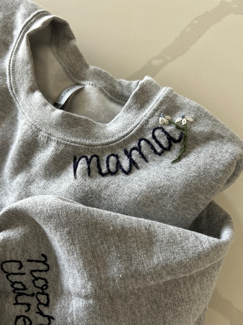 Mama Hand Embroidered Crew- Collar Embroidery- Mother's Day Gift - Etsy