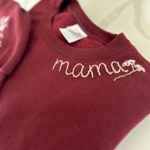 Mama Hand Embroidered Crew- Collar Embroidery- Mother's Day Gift - Etsy
