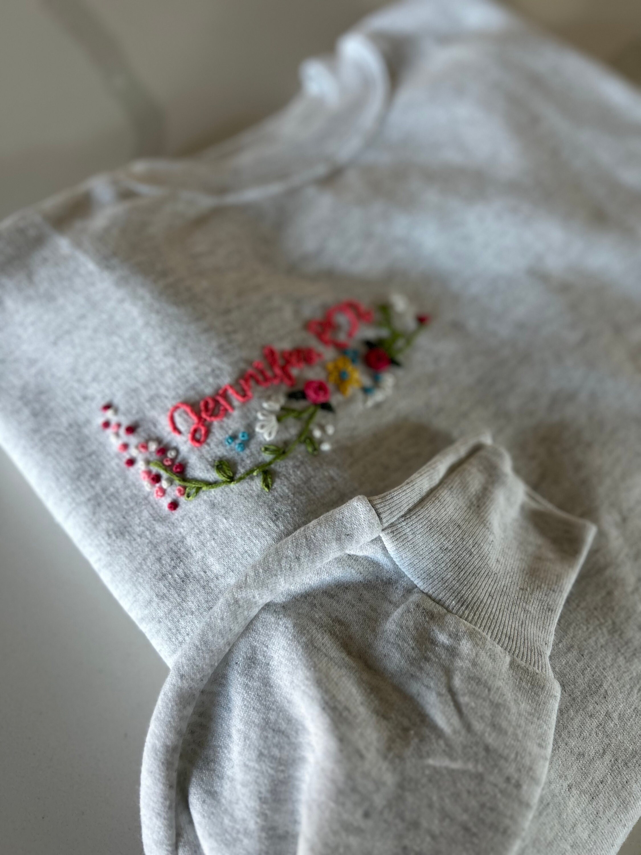 Custom Name Hand Embroidered Crew Neck for Nurse/teacher - Etsy