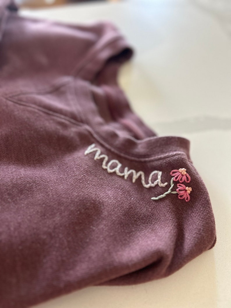 Mama Hand Embroidered Crew- Collar Embroidery- Mother's Day Gift - Etsy