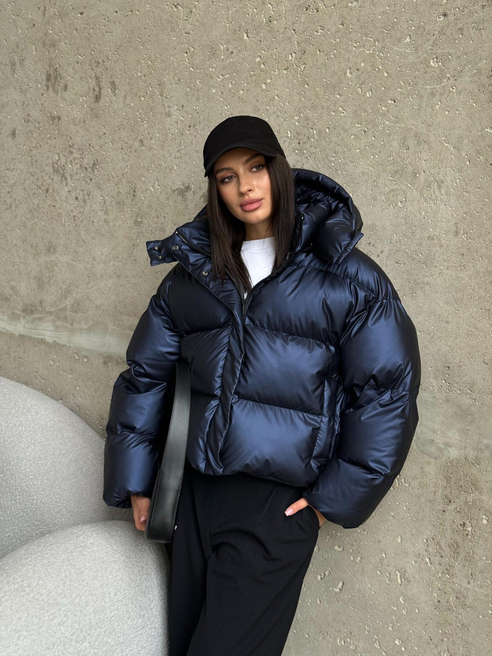 Puffer Jacket Detachable Hood, Zipper, Adjustable Hem, Water-repellent ...