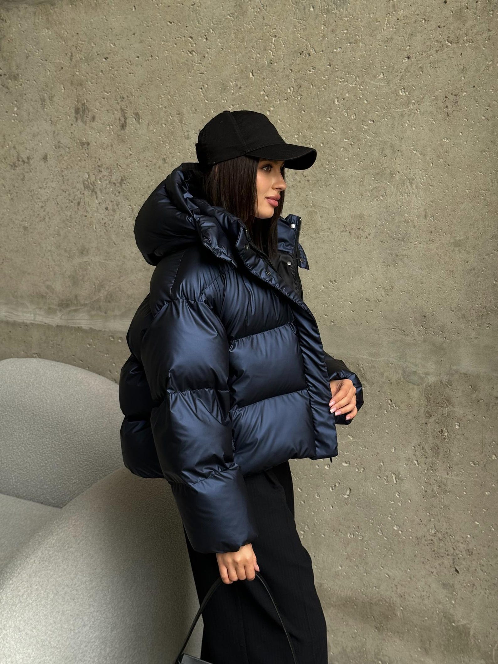 Puffer Jacket Detachable Hood, Zipper, Adjustable Hem, Water-repellent ...