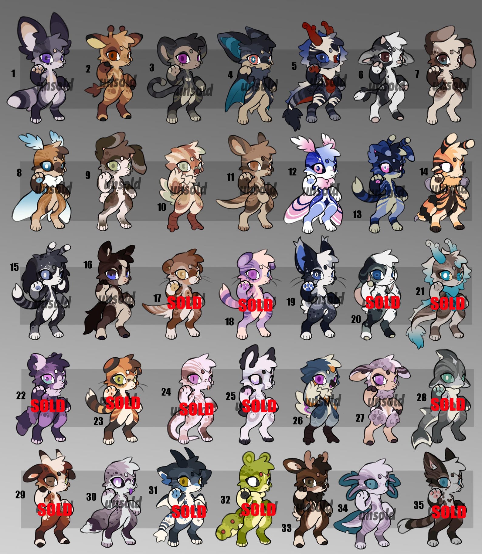 Multispecies Furry Adoptable Fursona Batch [restocked] - Etsy
