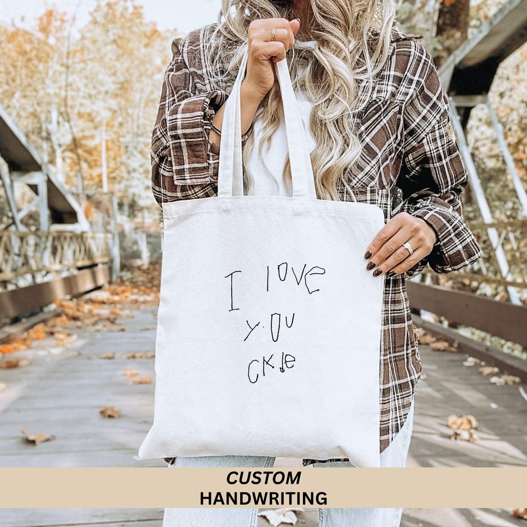 Custom Tote Bag Handwriting Personalized Canvas Bag for Christmas Gift ...