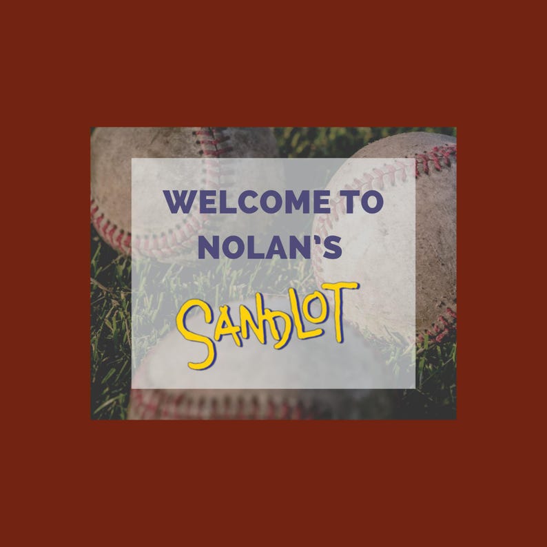 Sandlot Baseball Birthday Welcome Sign 10 X 8 Printable Decor - Etsy