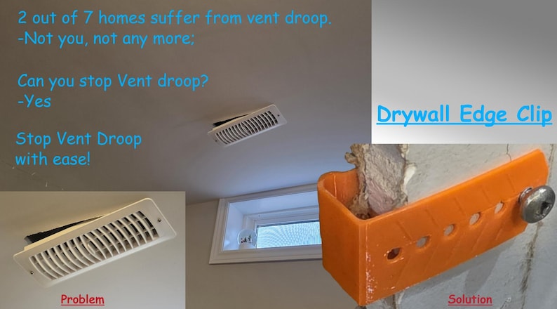 Drywall Edge Clips: Secure Vent Installation, Stop Vent Droop (8 Pack ...