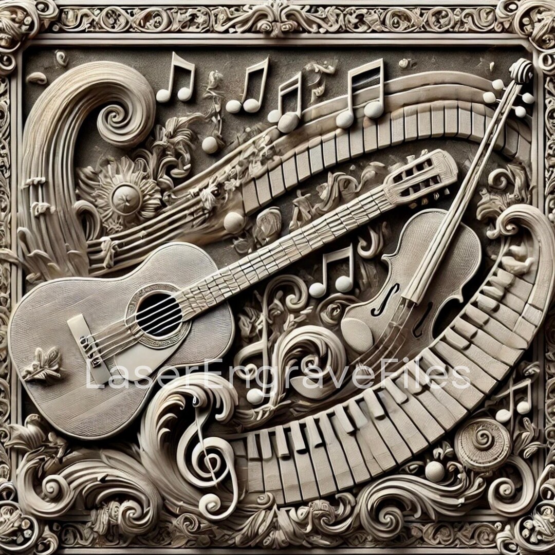 3D Music Instruments SVG: Guitar, Piano, Laser Cut Files (digital ...