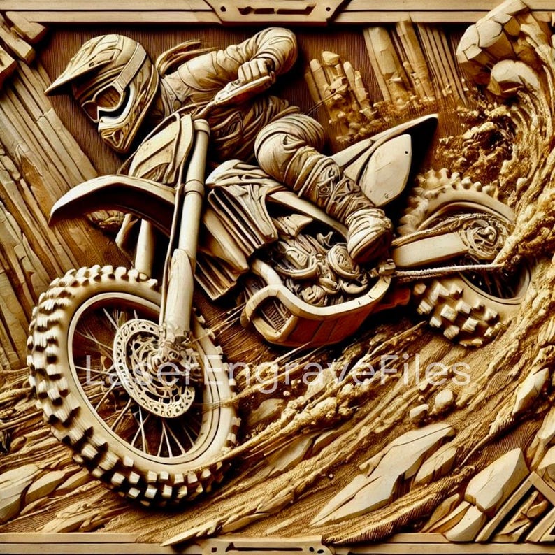 Laser Engrave File Wood Slate Coaster Leather 3D Dirt Bike Moto ...
