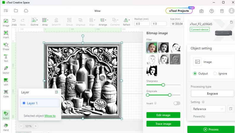 Laser Engrave File Wood Slate Coaster 3D Wine Bottle Drink Lasercut ...