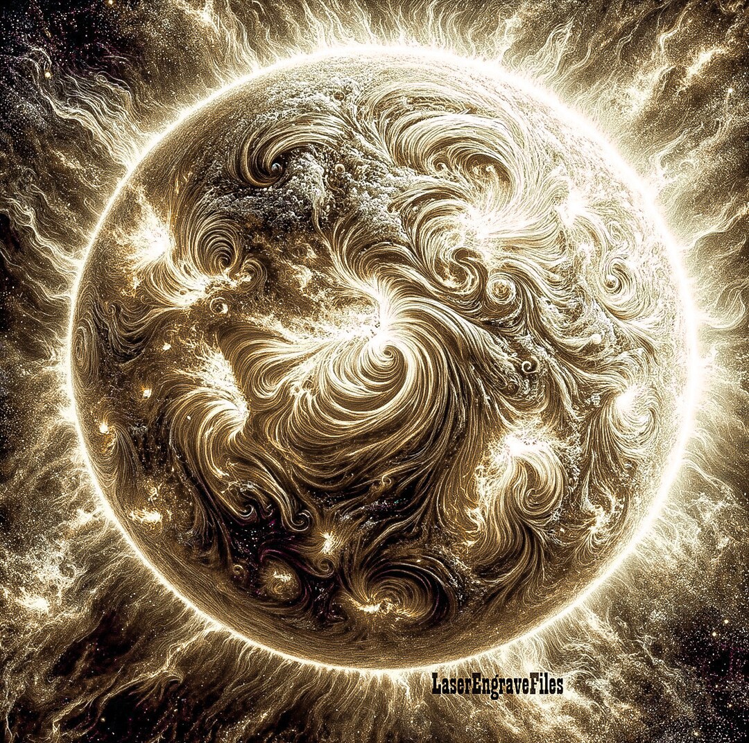 3D Sun in Space Laser Engrave File: Coaster & Wall Art (digital ...