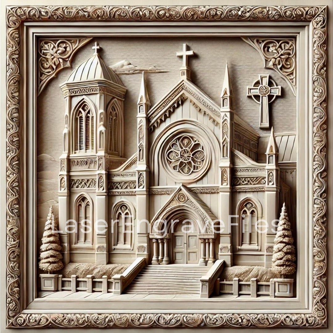 Laser Engrave File-wood Slate Coaster Leather 3D Church Cathedral ...