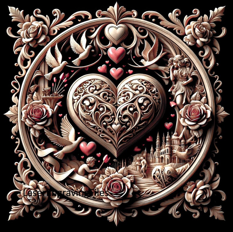3D Heart Laser Engraving: Valentine's Day Digital Art (SVG/PNG) - Etsy